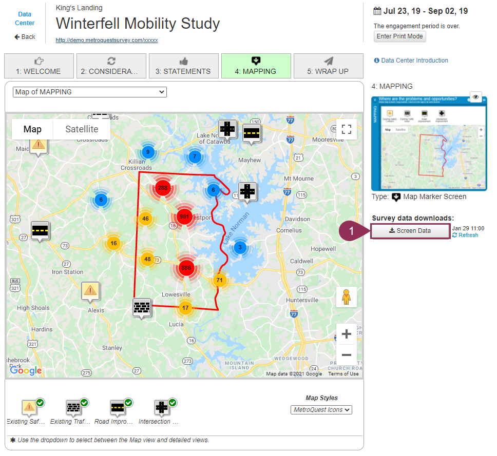 Map Marker Data Summary Options