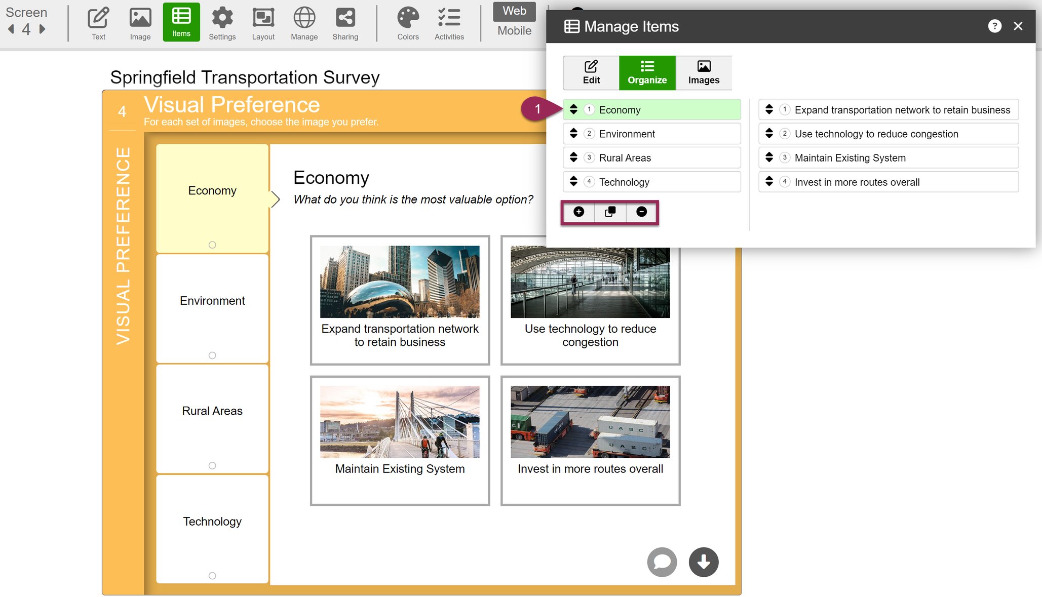 Visual Preference Screen Items