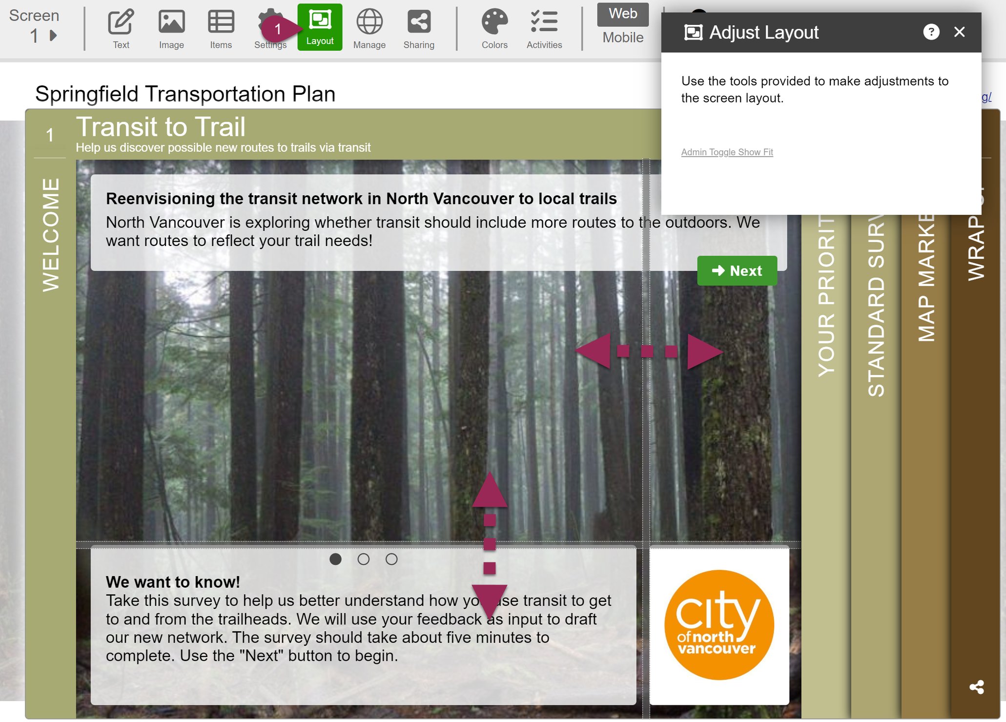 Welcome Screen Layout