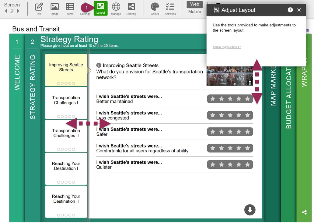 Strategy Rating Screen Layout