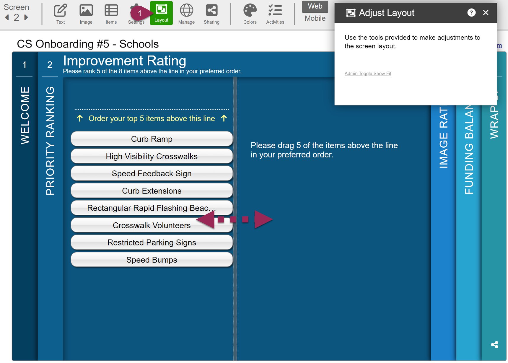 Priority Ranking Screen Layout